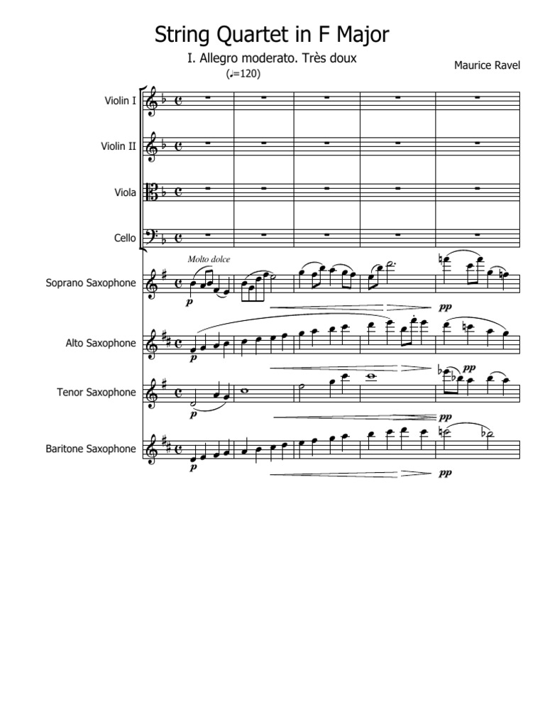 Ravel String Quartet in F Major | PDF | Quartet | Aerophones
