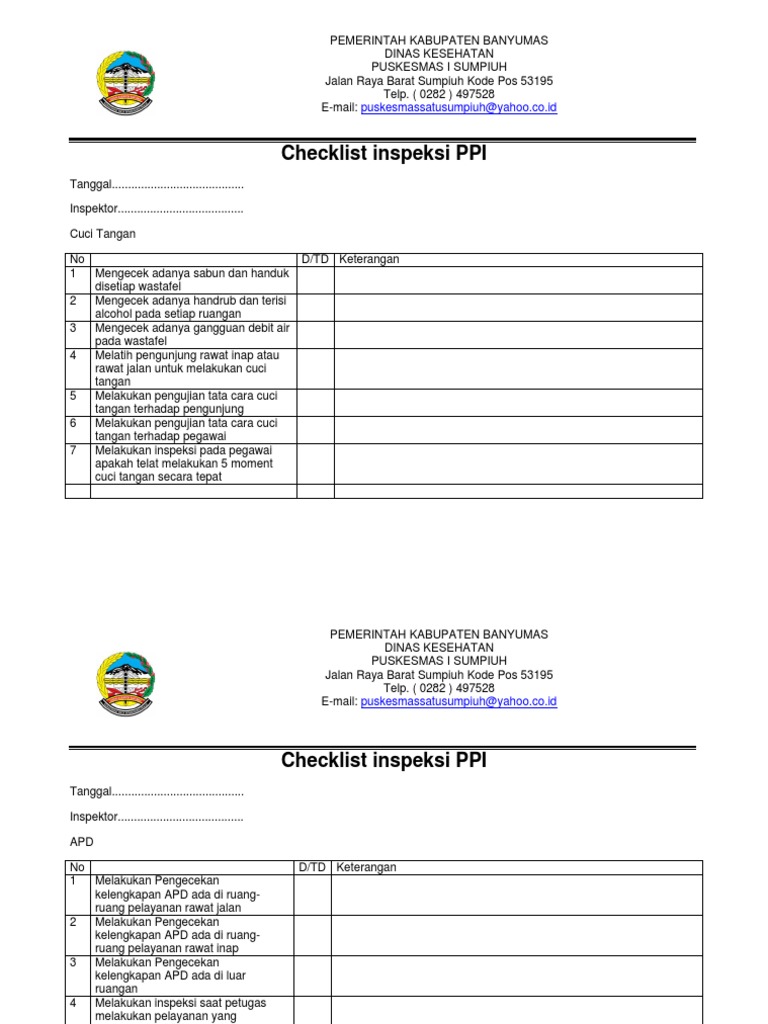 Checklist Inspeksi PPI 1 2 | PDF