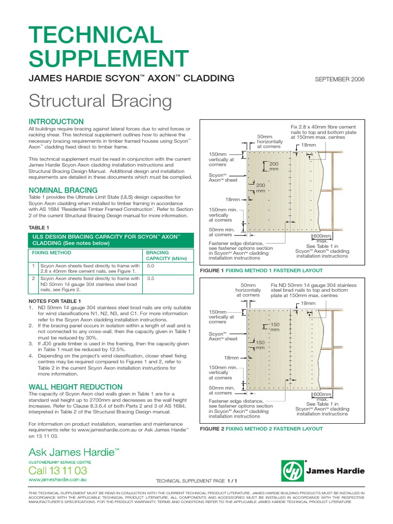 Axon Bracing Technical Supplement | PDF | Framing (Construction) | Wall