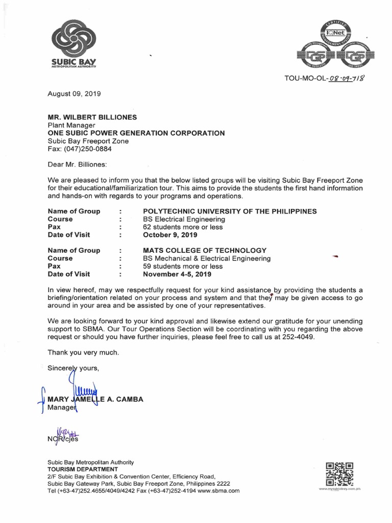 Coordination Letter (One Subic) | PDF | Science & Mathematics ...
