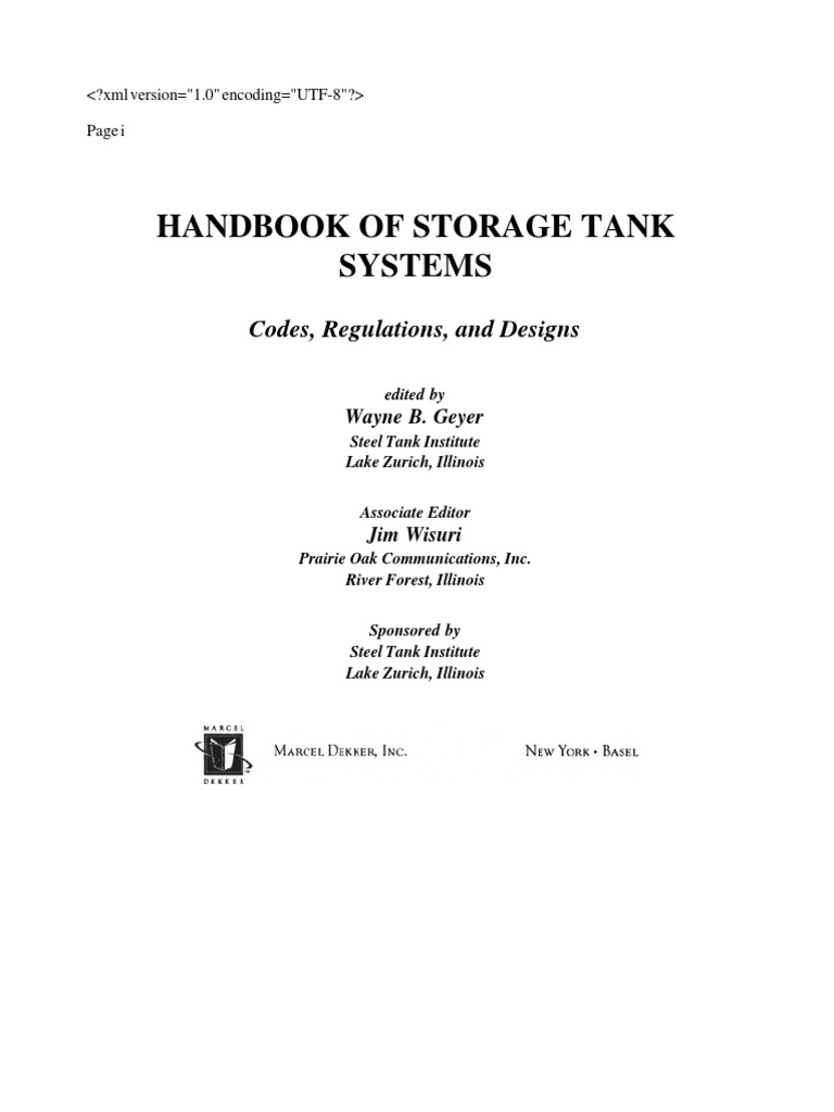 Handbook of Storage Tank Systems: Codes, Regulations, and Designs | PDF ...