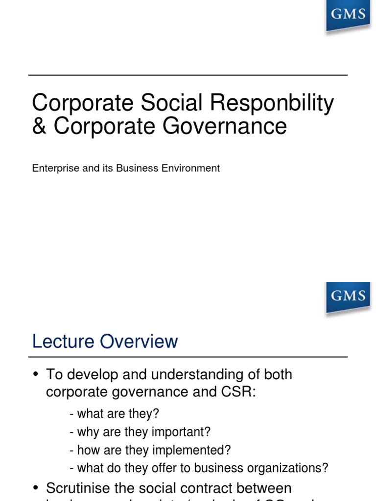 Chapter 12 CSR and Corporate Governance | PDF | Corporate Social ...