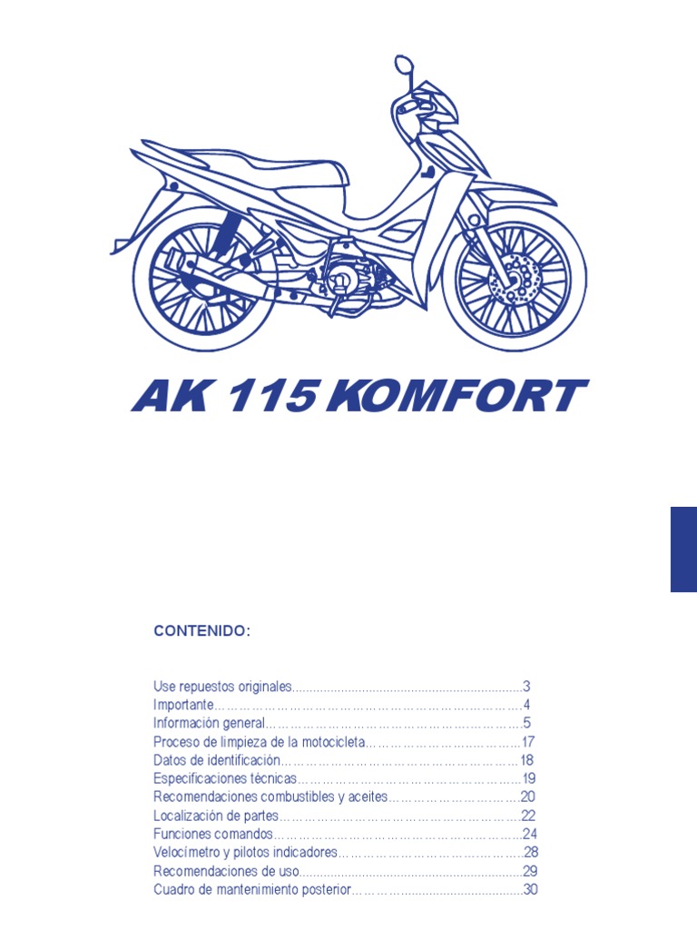 Akt Ak 115 Komfort | PDF | Motocicleta | Gasolina