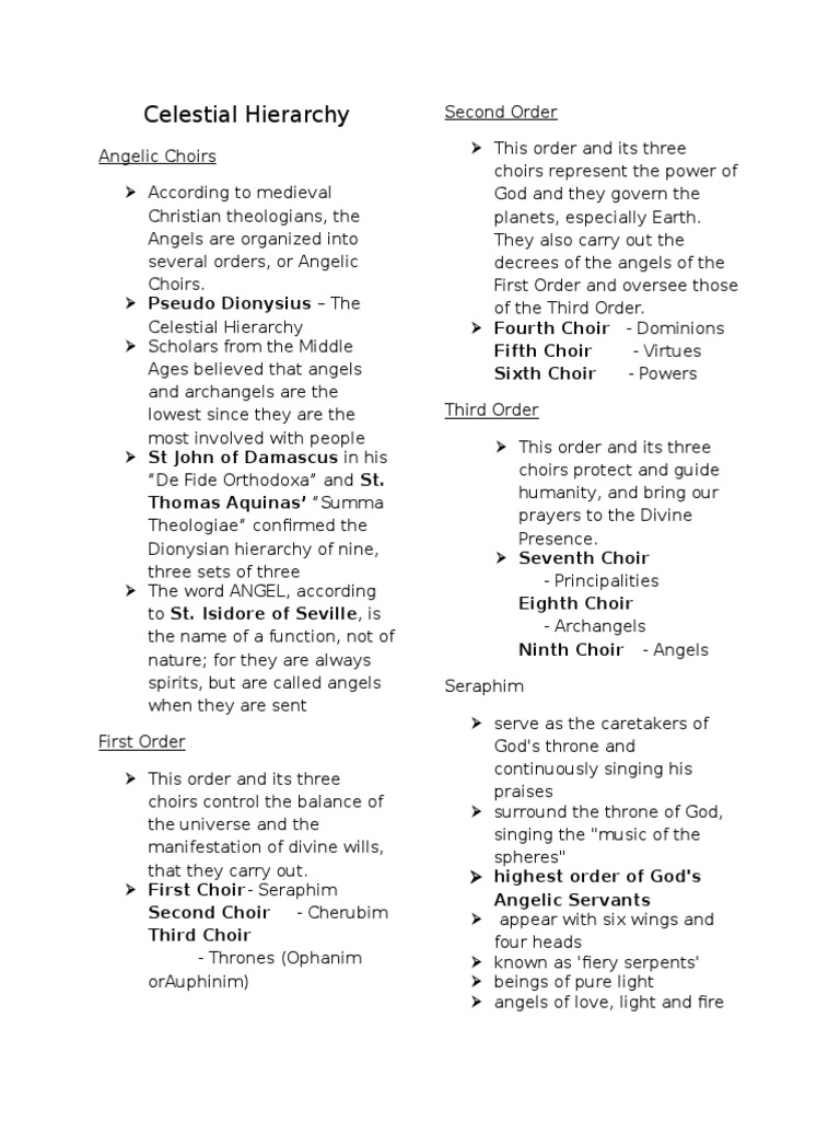 Celestial Hierarchy | PDF | Angel | Mythology
