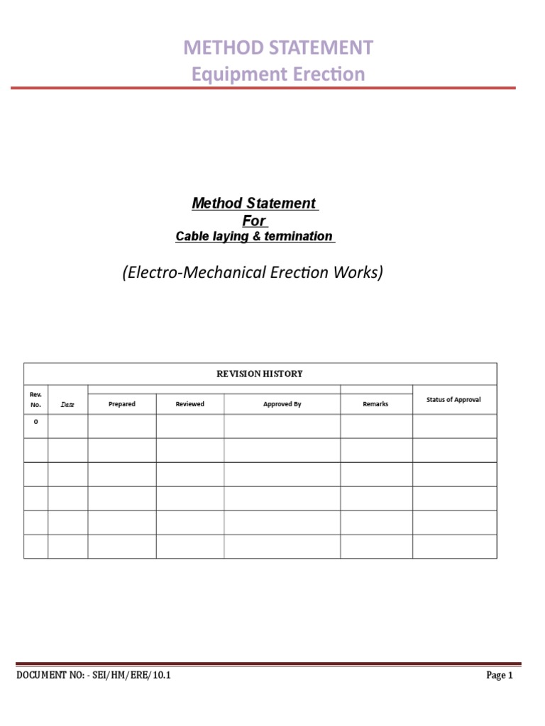 Method Statement For Cable & Termination | PDF | Manufactured Goods ...