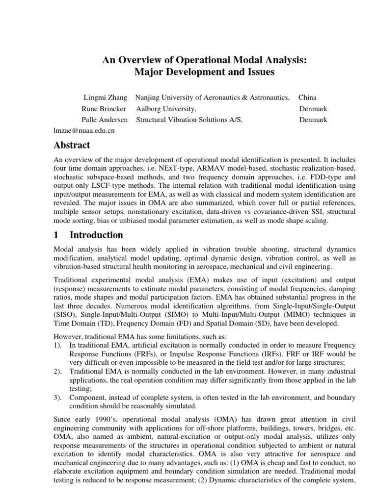 2005 - 10 An Overview of Operational Modal Analysis Major Development ...