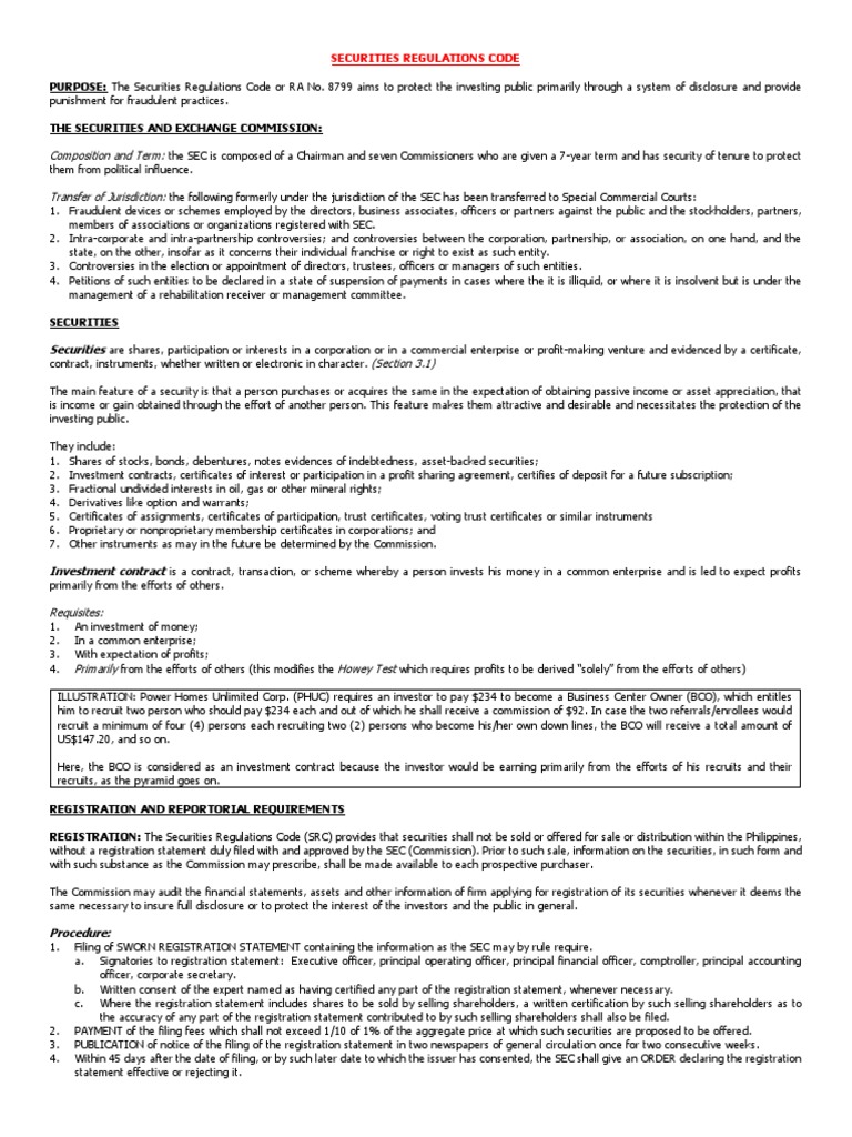 Securities Regulations Code | PDF | Insider Trading | Securities (Finance)