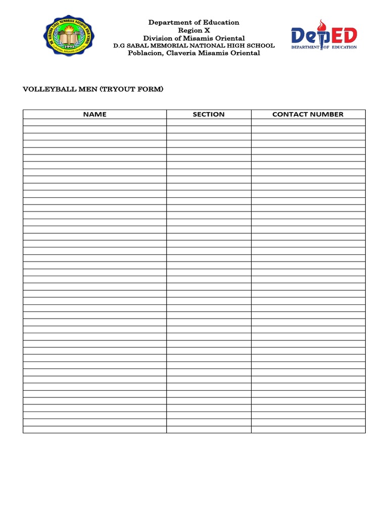 Volleyball Form | PDF