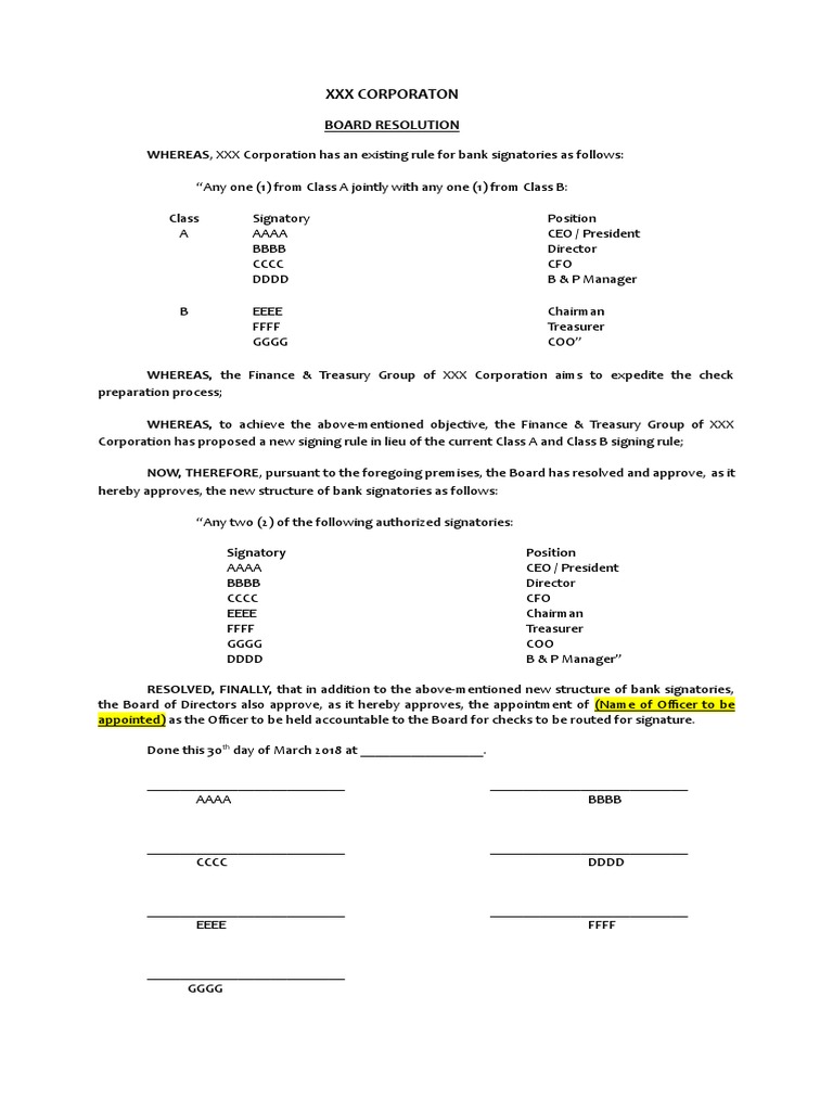 Sample Board Reso | PDF | Private Law | Business Law