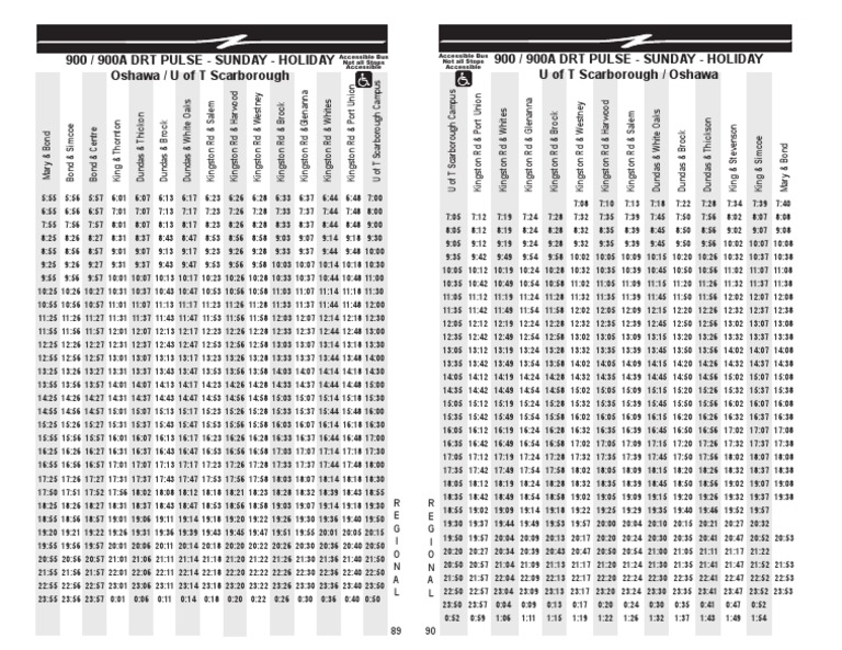 900 Pulse Bus Schedule Overview | PDF | Transport Companies | Ontario
