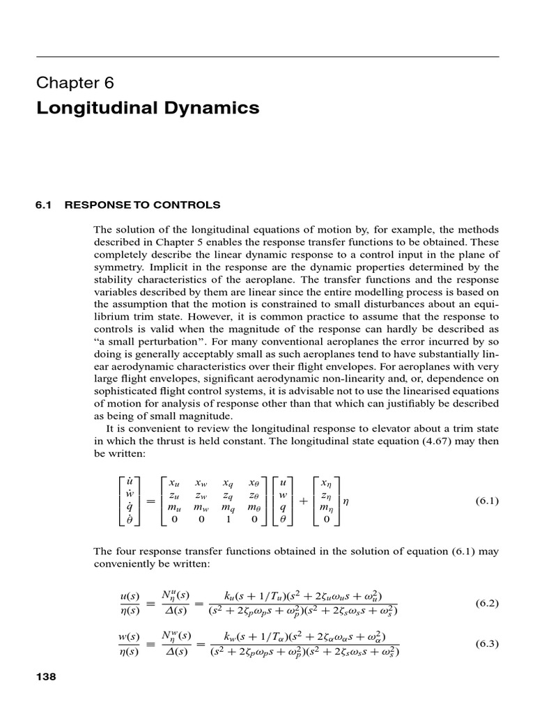 Longitudinal Dynamics: 6.1 Response To Controls | PDF | Flight Dynamics ...