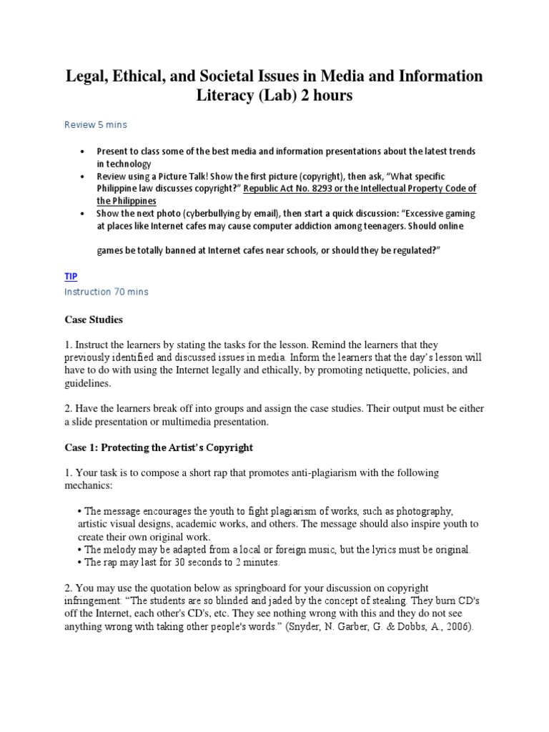 Legal, Ethical, and Societal Issues in Media and Information Literacy ...