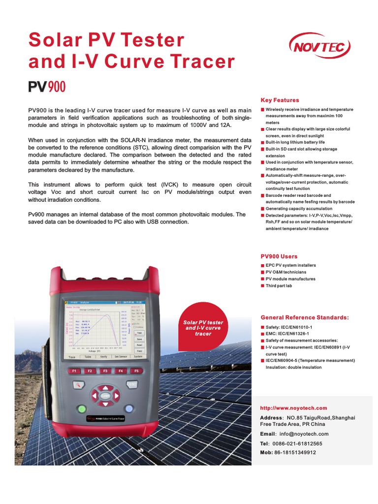Pv900 IV Tracer | Download Free PDF | Photovoltaic System | Solar Panel
