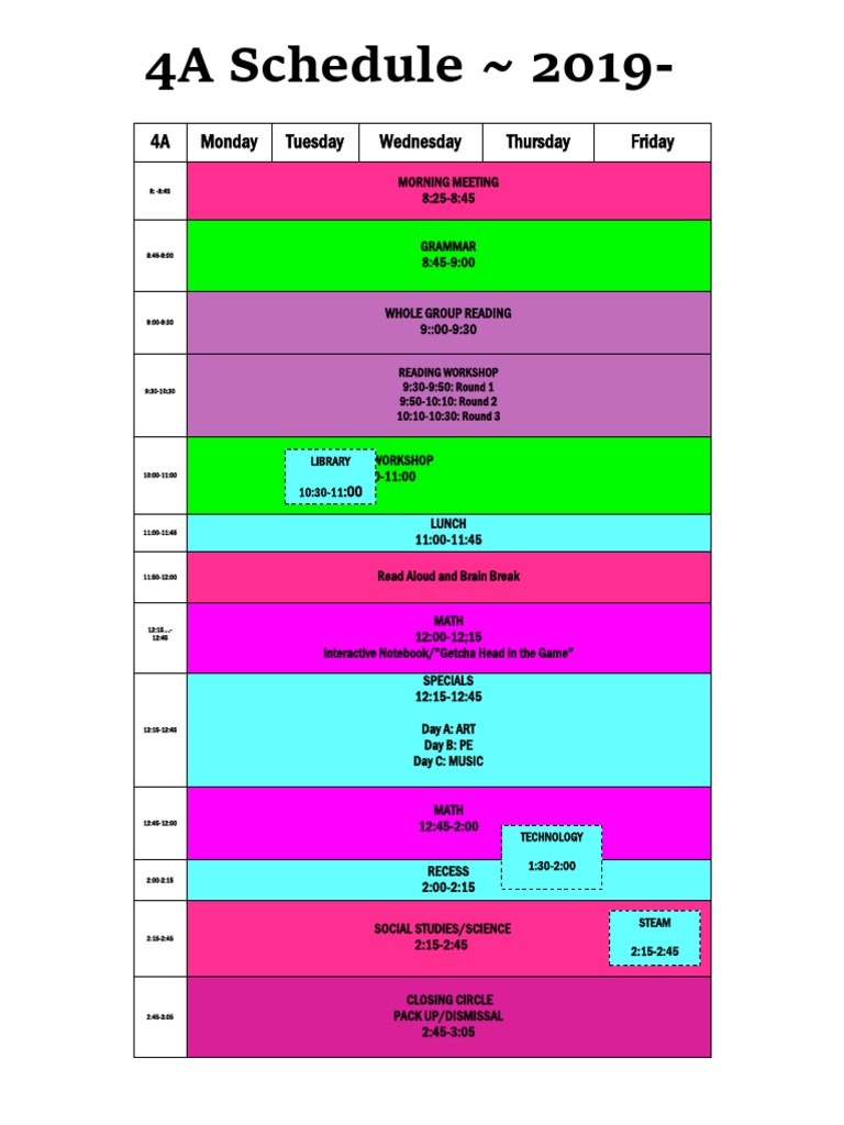 4a 2019-2020 Schedule | PDF