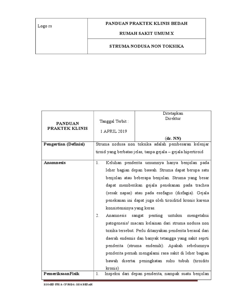 Panduan Klinis Struma Nodusa Non Toksika | PDF