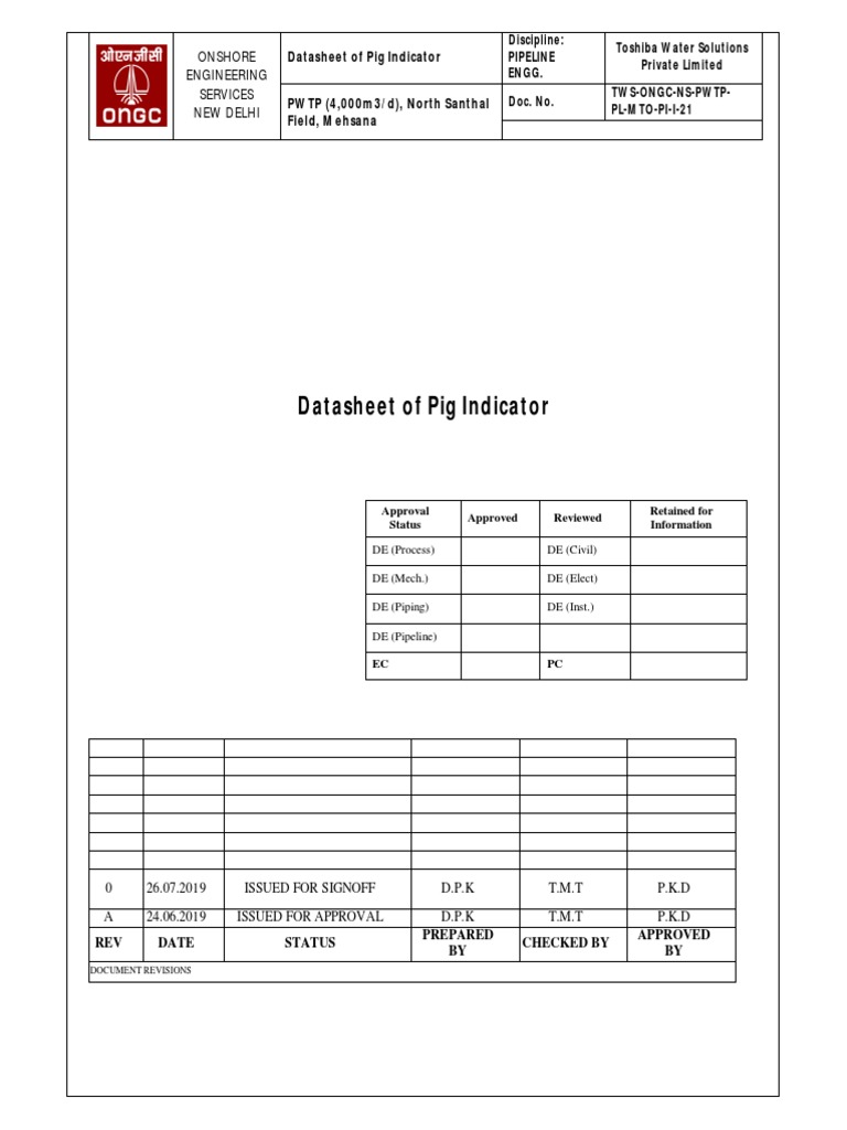 Datasheet of Pig Indicator Rev 0 | PDF | Pipeline Transport | Pipe ...