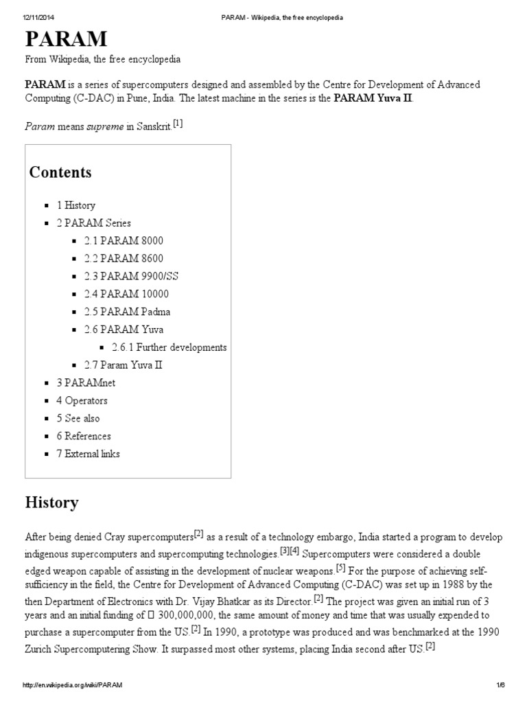 PARAM - Wikipedia, The Free Encyclopedia PDF | PDF | Information Technology | Digital Electronics