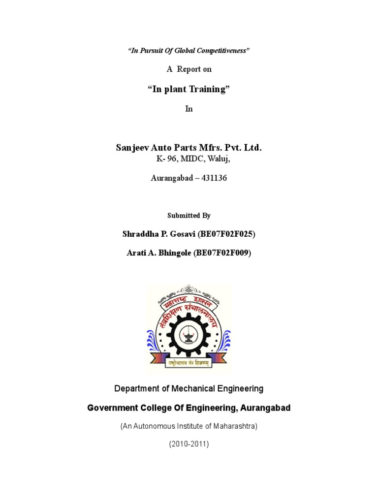 In Plant Training Report | PDF | Risk Management | Production And ...