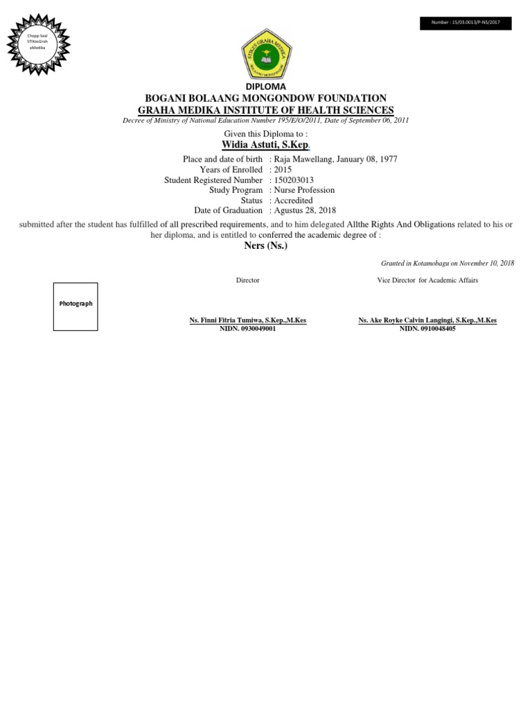 Diploma in Nurse Profession - Widia Astuti | PDF