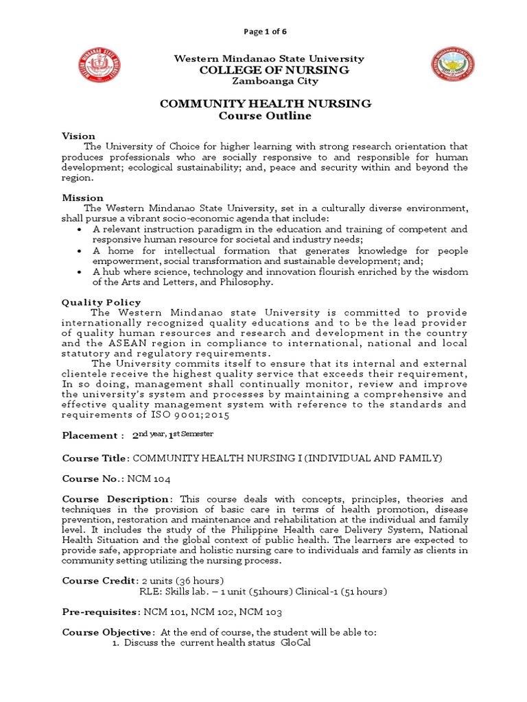 Course Outline CHN Lec Adpcn | PDF | Public Health | Health Care