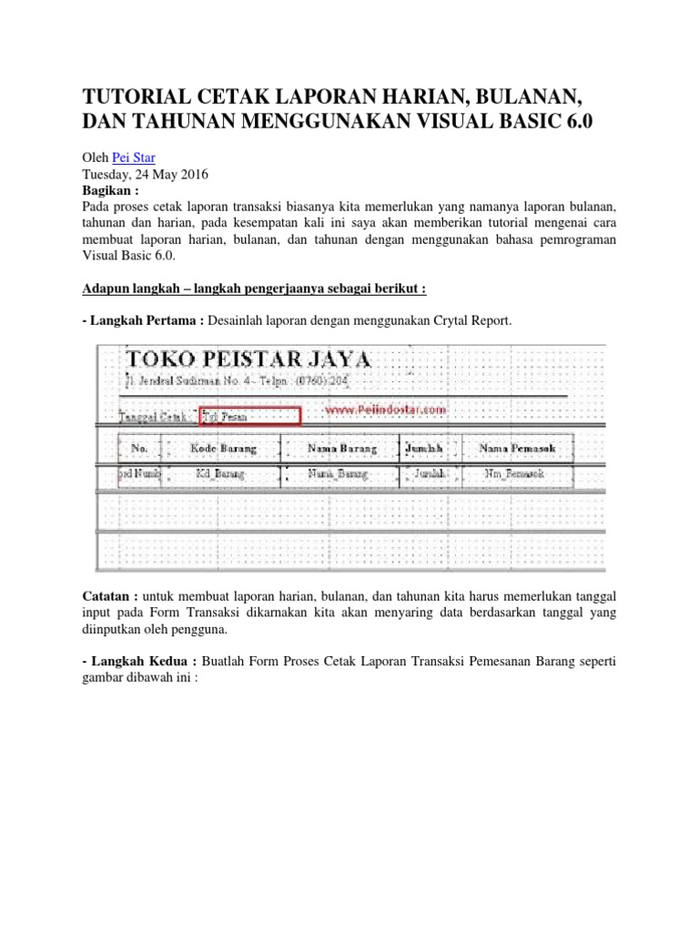 Tutorial Cetak Laporan Harian | PDF