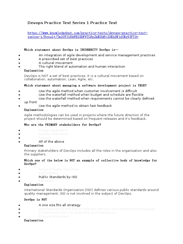 Devops Practice Test Series 1 Practice Test | PDF | Software ...
