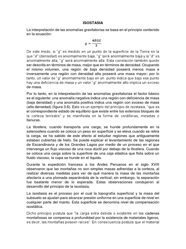 ISOSTASIA | PDF | Ciencias fisicas | Ciencias de la Tierra
