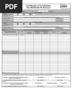 BIR Form 2307: Withholding Tax Sample | PDF | Withholding Tax ...
