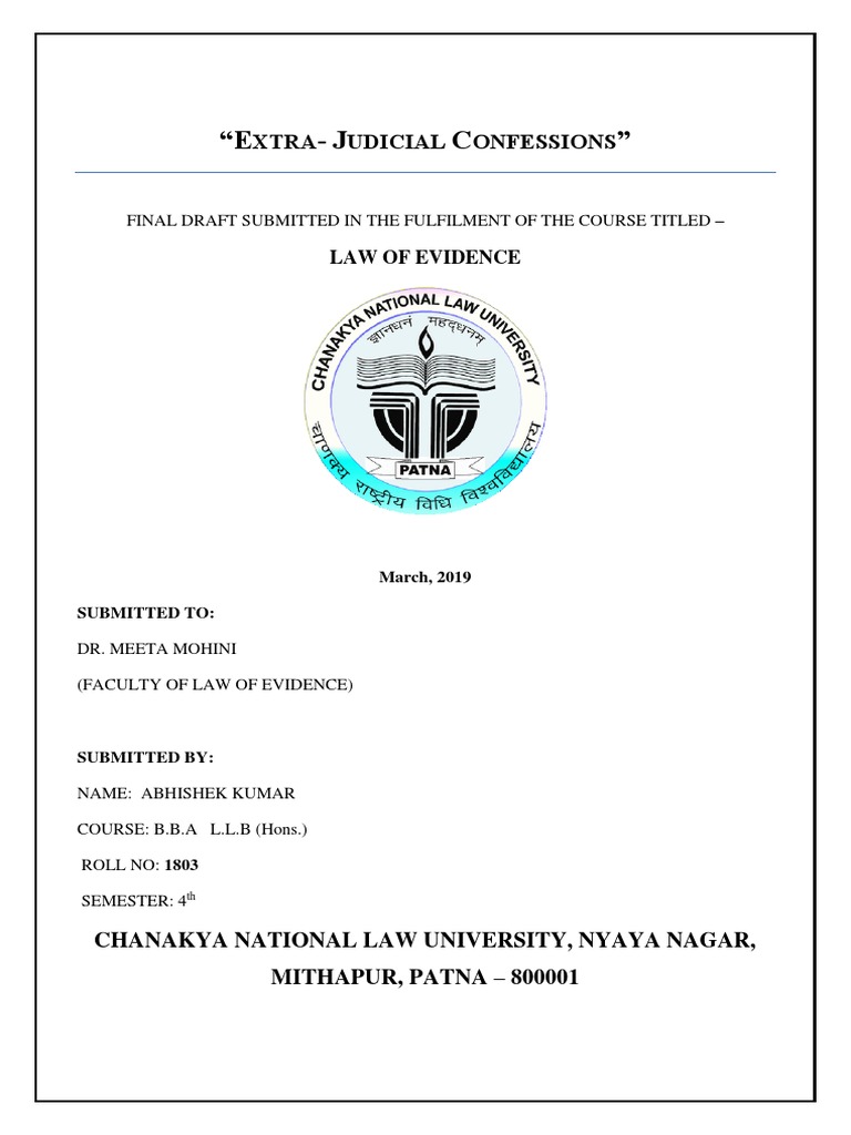 extra judicial confession - law of evidence FD | Confession (Law) | Arrest