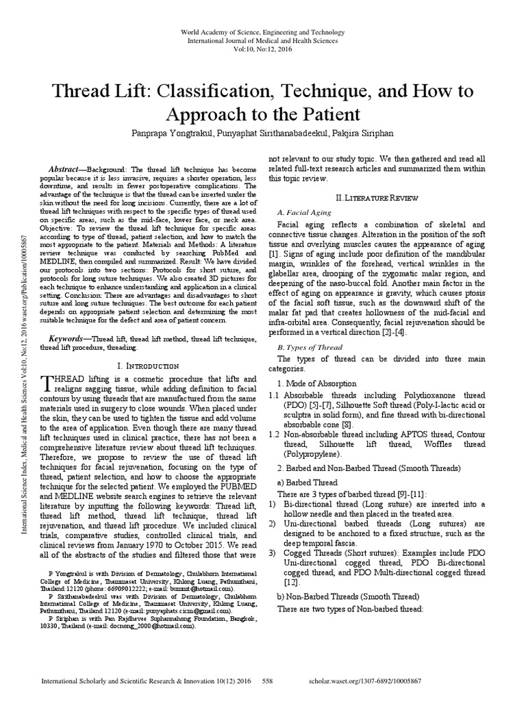 Thread Lift Classification Technique and How To Approach To The Patient ...
