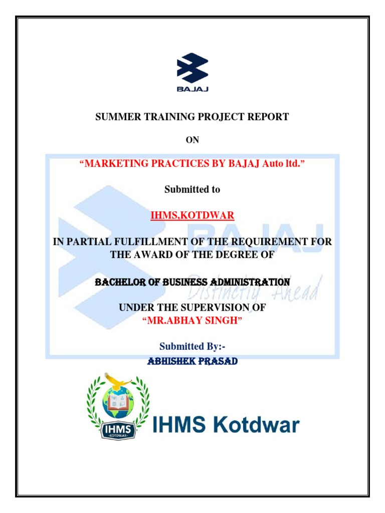 Internship Report of Bajaj Auto LTD | PDF | Business