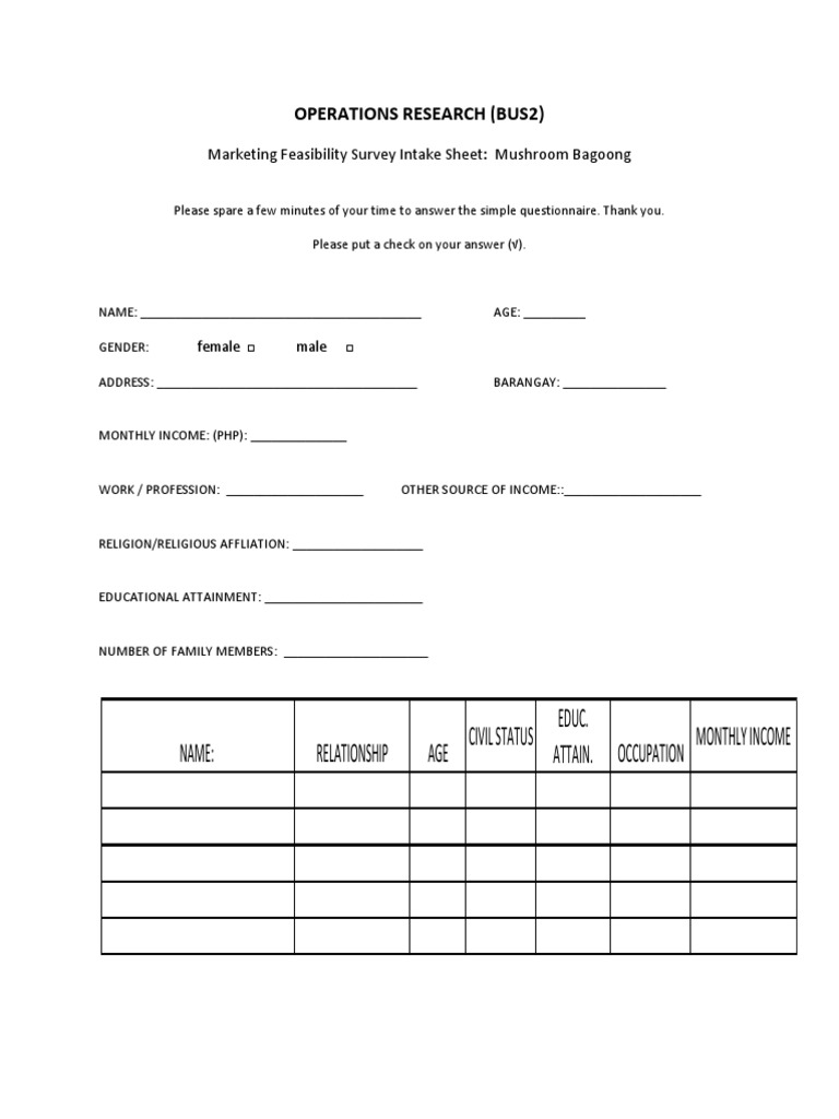 Marketing Feasibility Survey | PDF | Cooking, Food & Wine | Self ...