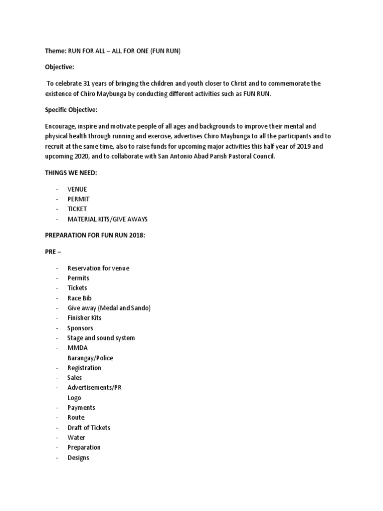 Chiro Fun Run - Proposal | PDF