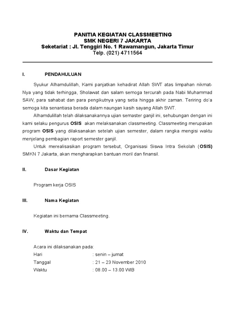 Proposal Class Meeting | PDF