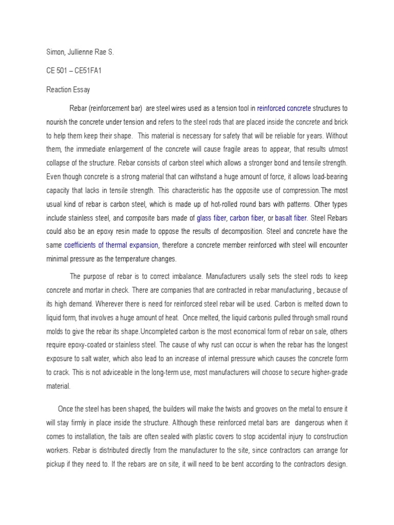 Essay | PDF | Reinforced Concrete | Concrete