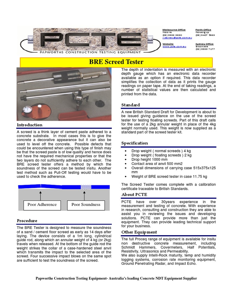 BRE Screed Tester | PDF | Concrete | Engineering