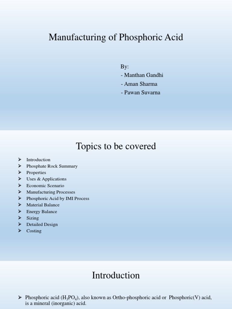Manufacturing Phosphoric Acid Process Design | PDF | Phosphate ...
