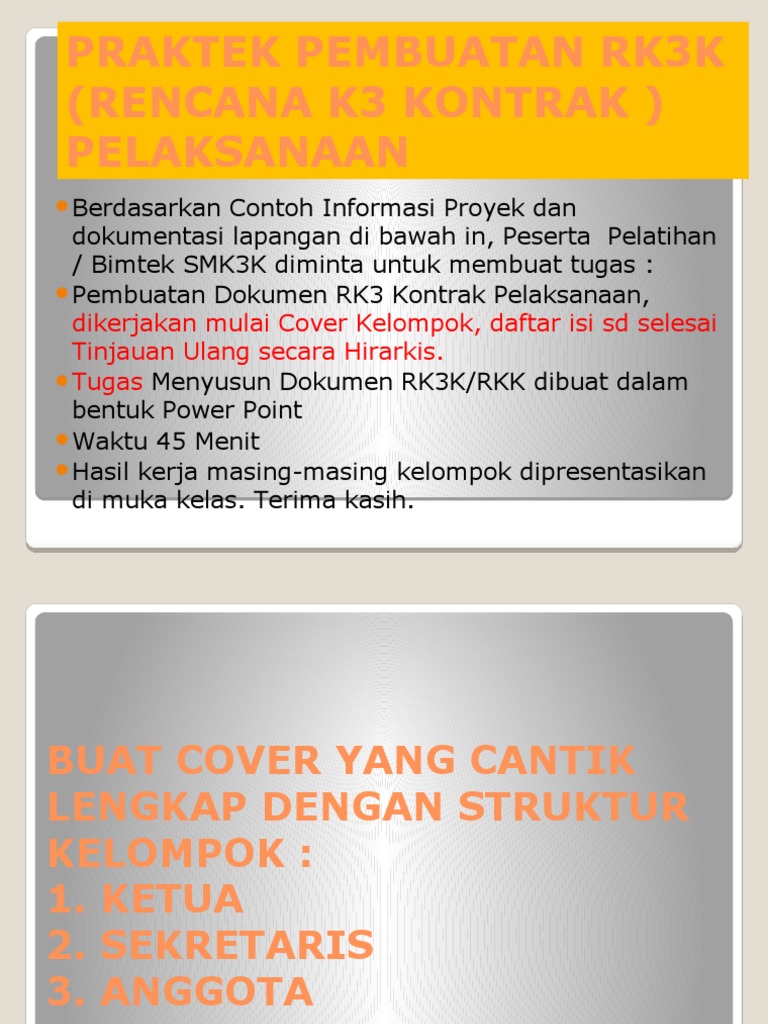 Pembuatan Dokumen RK3K Konstruksi | PDF
