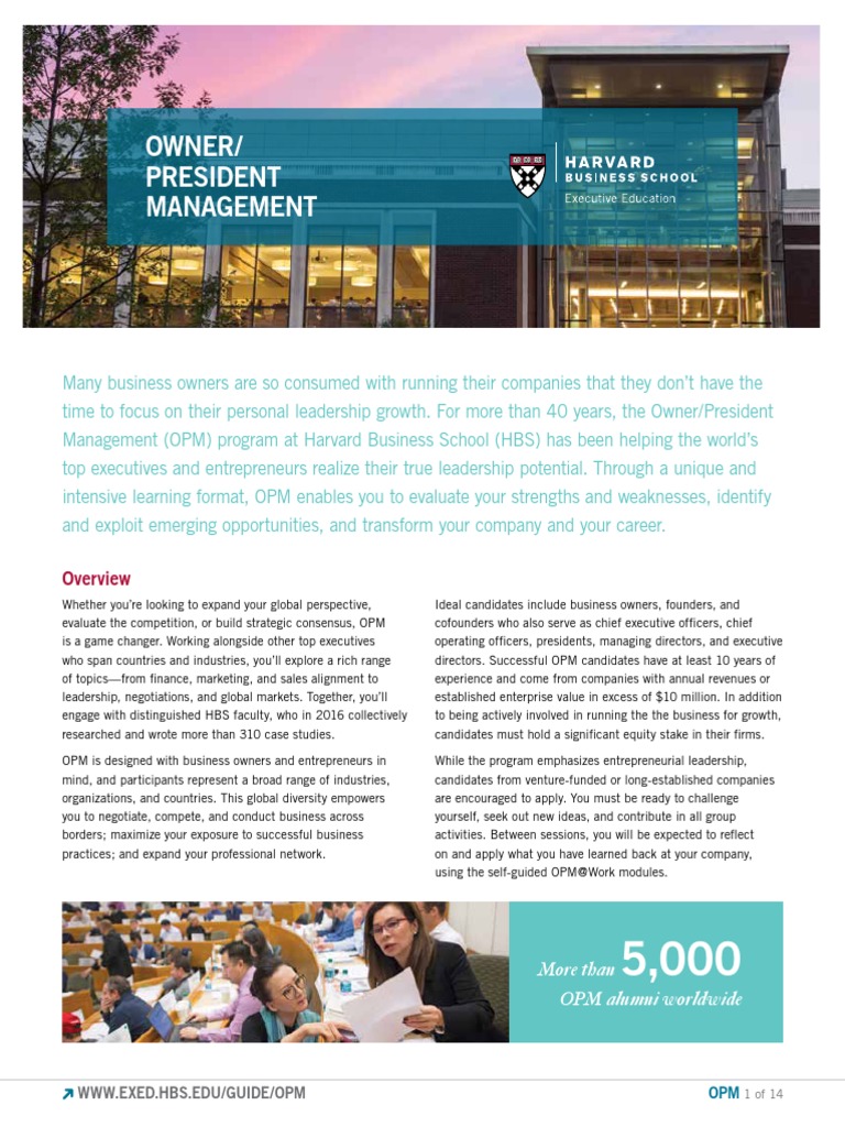 Owner President Management Curriculum PDF | PDF | Harvard Business ...
