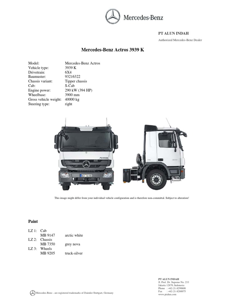 Actros 3939 K 6x4 39 (Full Spec.) | PDF | Mercedes Benz | Transmission (Mechanics)