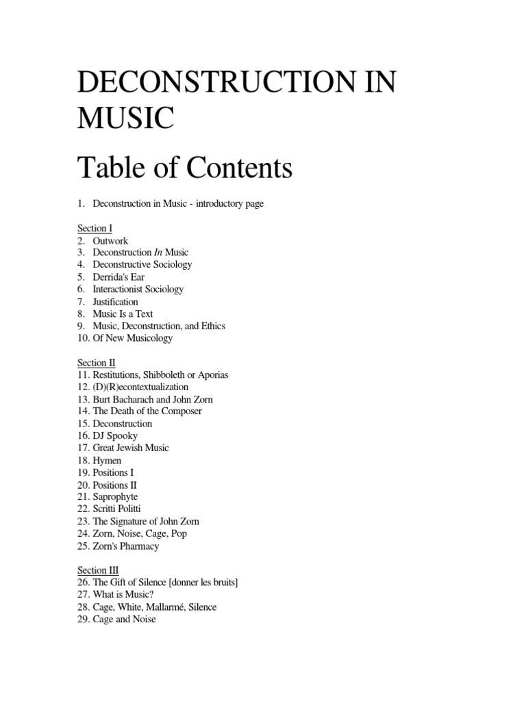 Deconstruction in Music | Download Free PDF | Deconstruction | Jacques ...