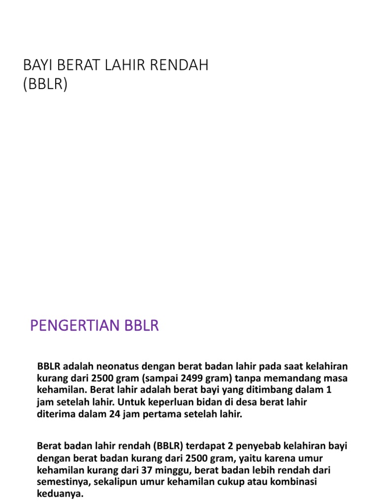 BBLR | PDF | Kesehatan Holistik | Gaya Hidup