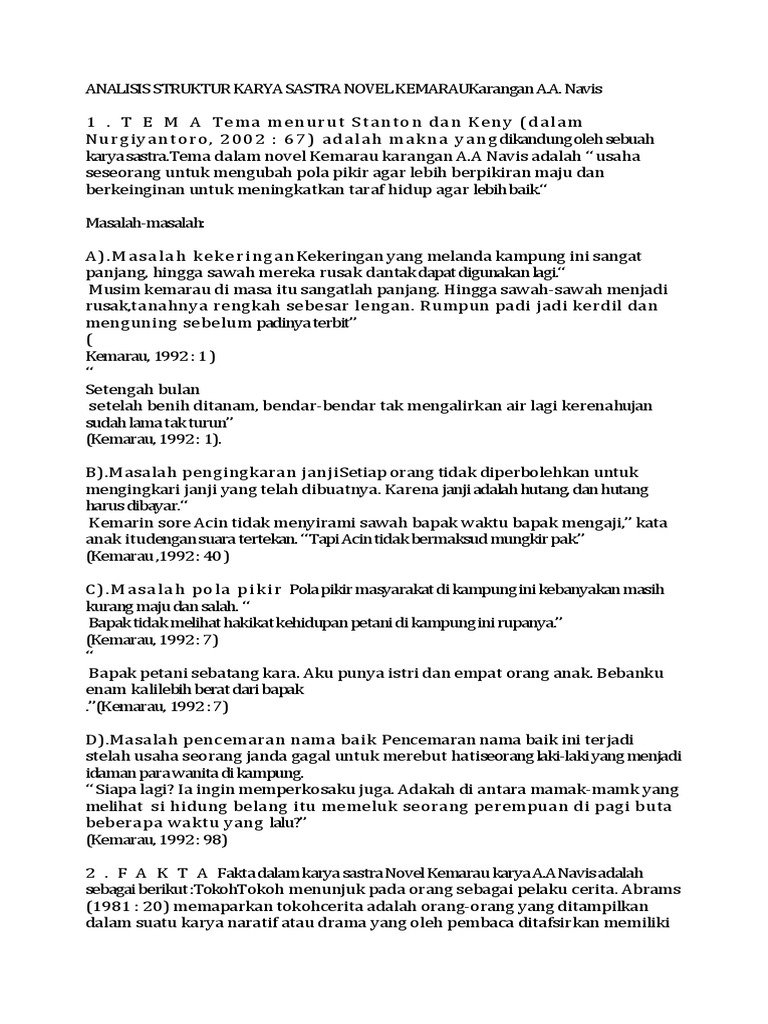 ANALISIS Novel Kemarau | PDF