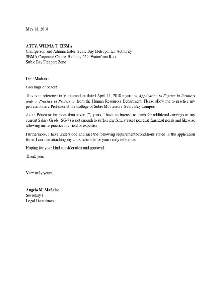 Sample Letter of Practice Profession | PDF