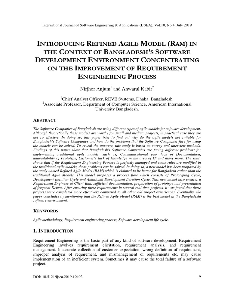Introducing Refined Agile Model (RAM) in The Context of Bangladesh'S Software Development ...