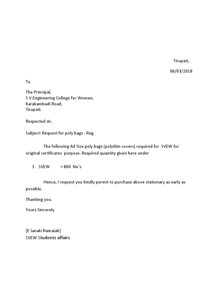 Principal Req - Letter For Stationary-2017-18 | PDF | Titles | Behavior ...