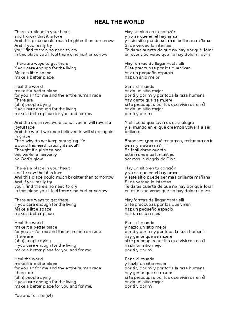 Letra Heal The World | PDF | Música grabada