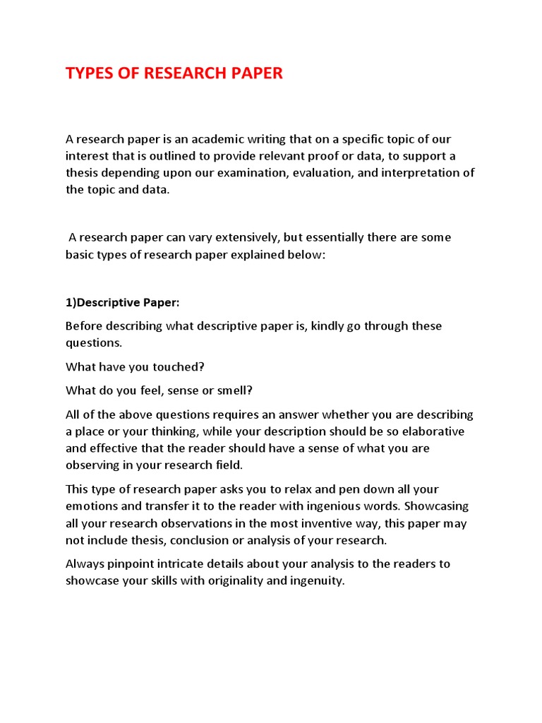 Types of Research Paper | PDF | Argument | Causality