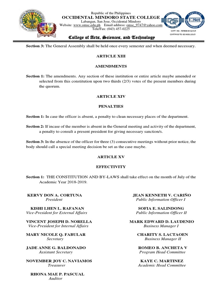 College of Arts, Sciences, and Technology: Occidental Mindoro State ...