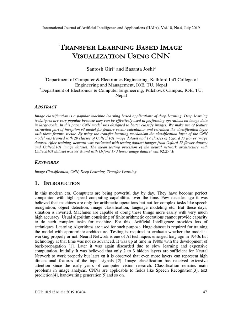 Transfer Learning Based Image Visualization Using CNN | PDF | Deep ...